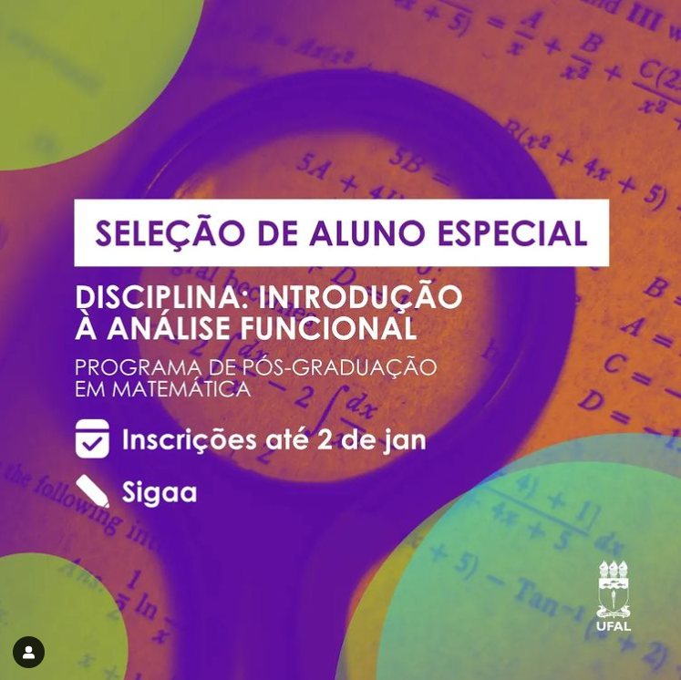 Programa De Pós Graduação Em Matemática Abre Seleção De Aluno Especial